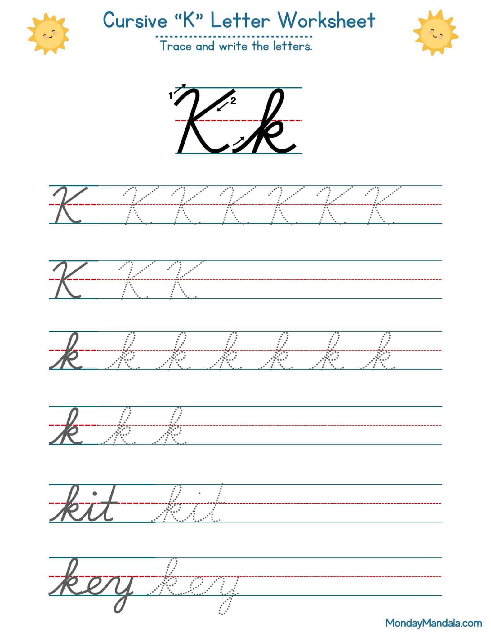 10 Cursive K Worksheets Free Letter Writing Printables 