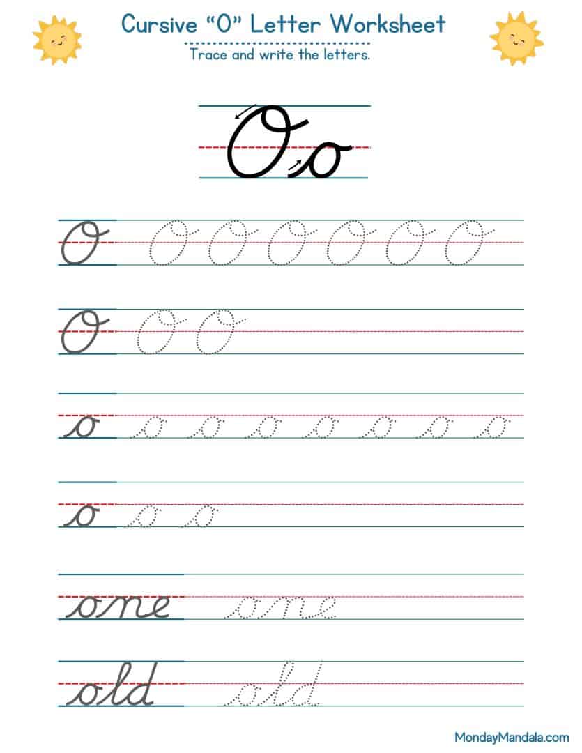10 Cursive O Worksheets (Free Letter Writing Printables)