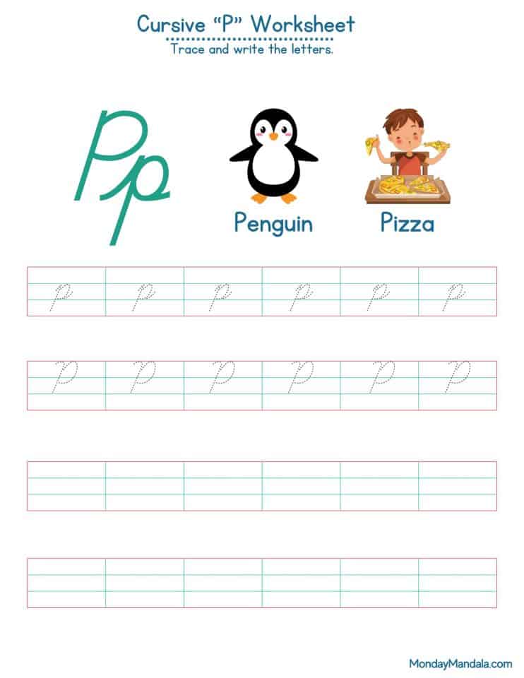 10 Cursive P Worksheets (Free Letter Writing Printables)