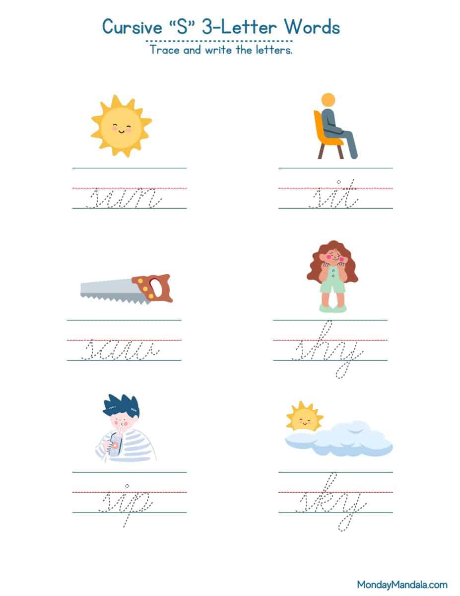 Cursive S Worksheets Printable