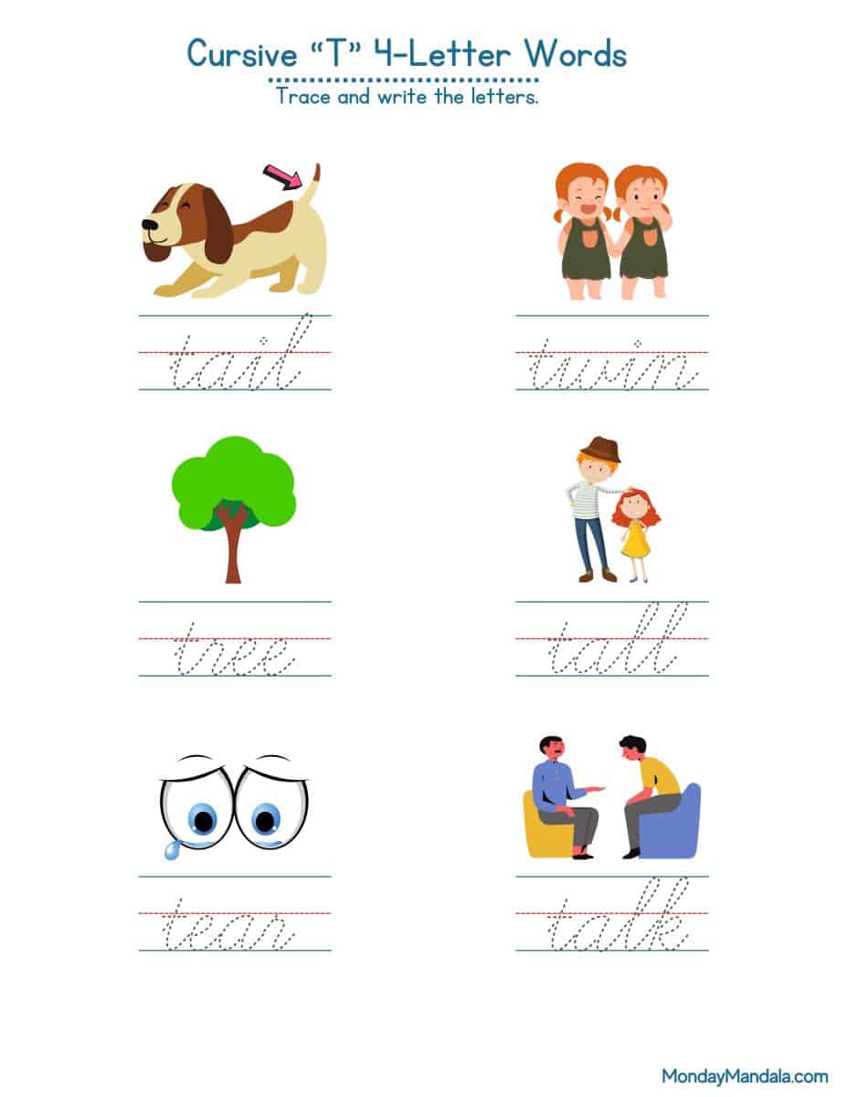 10 Cursive T Worksheets (Free Letter Writing Printables)