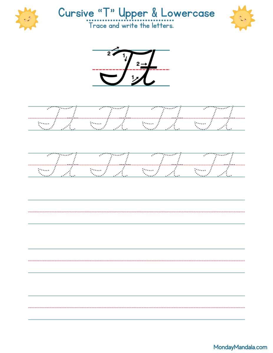 10 Cursive T Worksheets (free Letter Writing Printables)