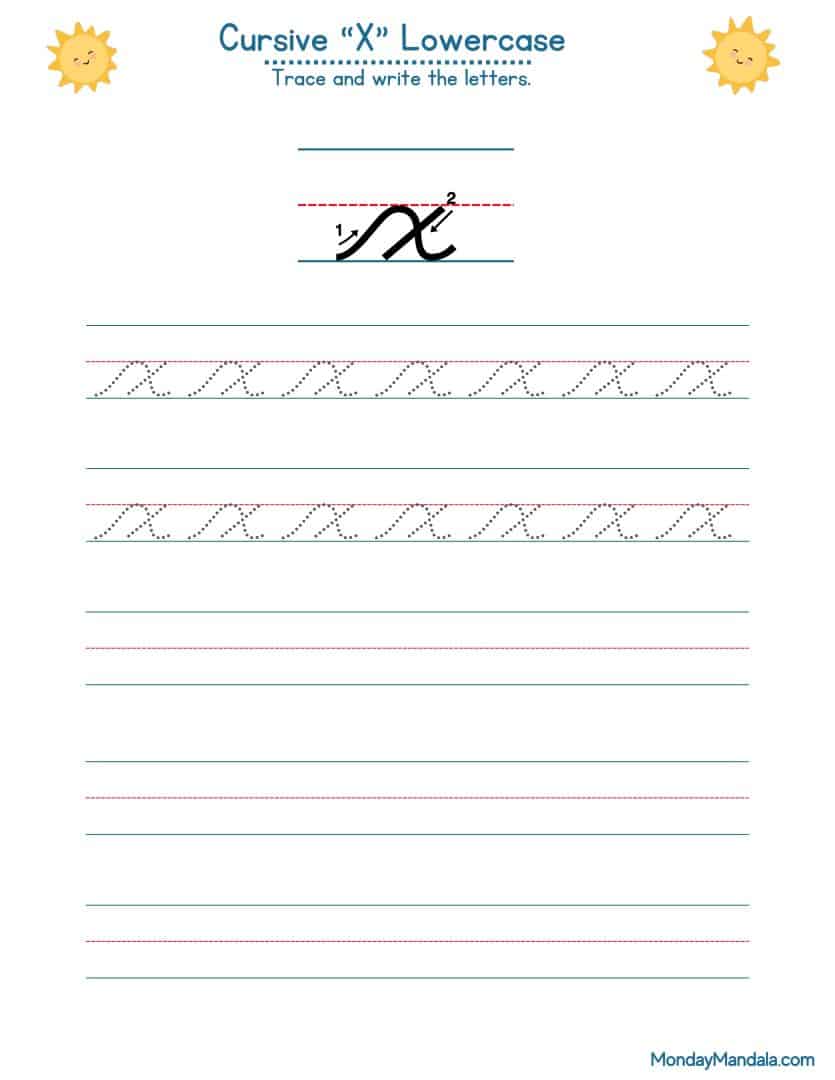 10 Cursive X Worksheets (Free Letter Writing Printables)