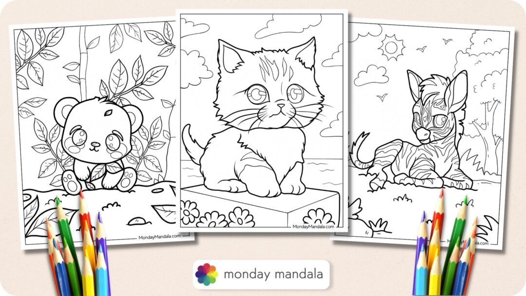 40 Cute Animals Coloring Pages (Free PDF Printables)