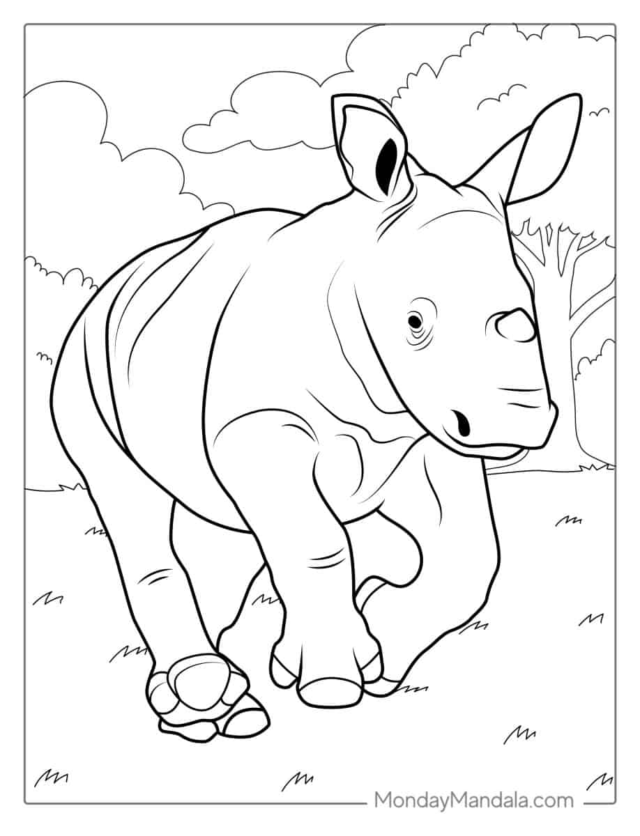 22 Rhino Coloring Pages (Free PDF Printables)