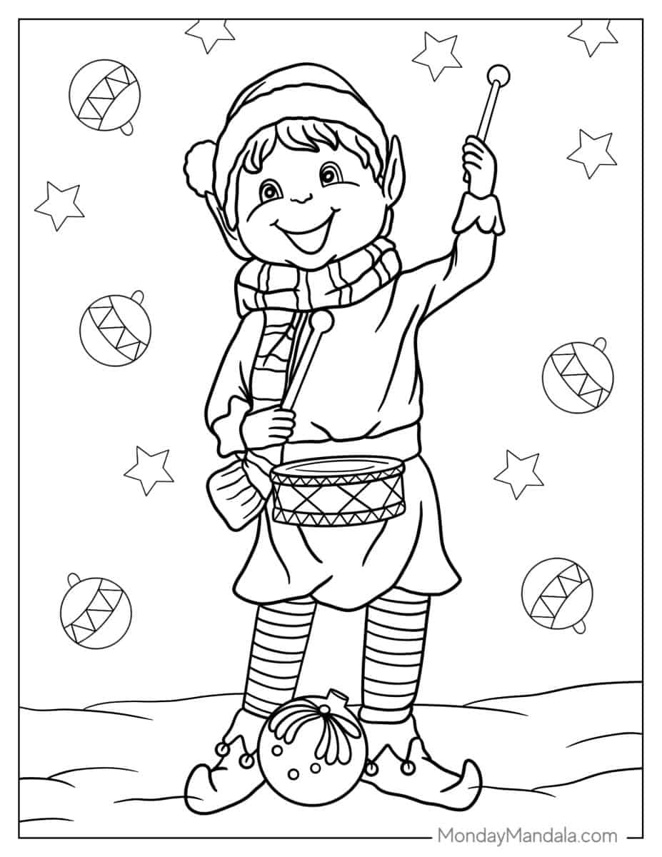50 Elf Coloring Pages (Free PDF PRintables)