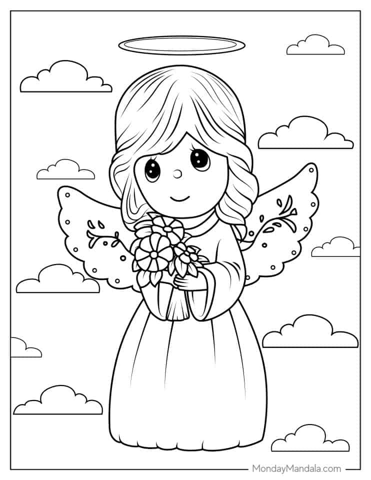 42 Angel Coloring Pages (Free PDF Printables)