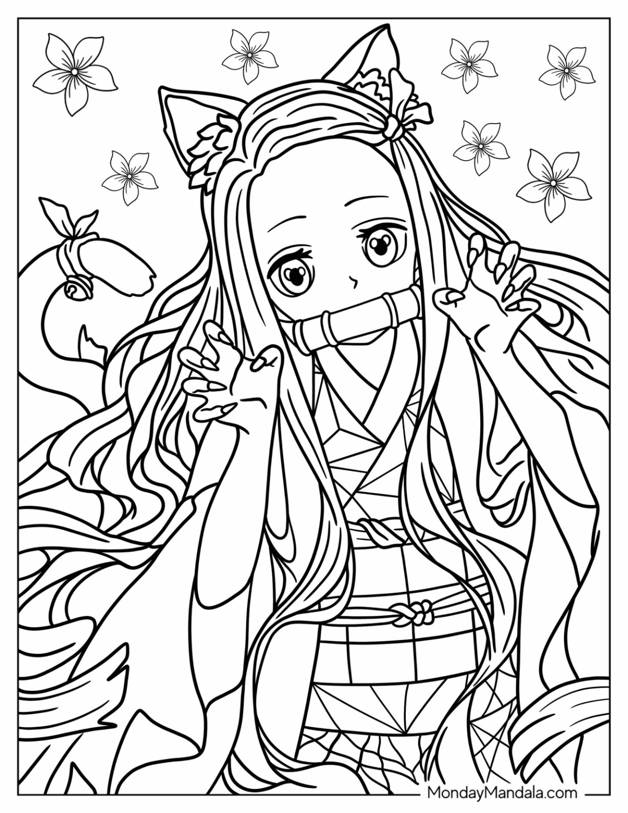 Nezuko Coloring Pages Cute Easy Free Printable Templates