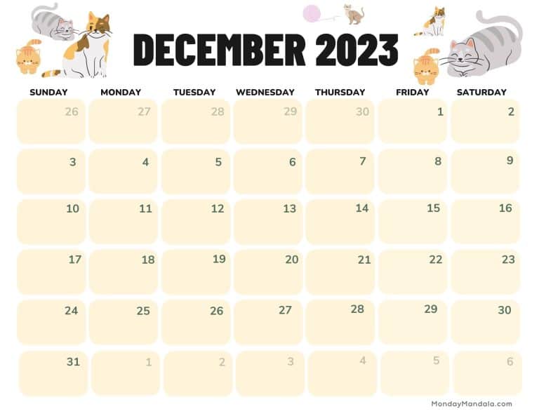 December 2023 Calendar (52 Free PDF Printables)