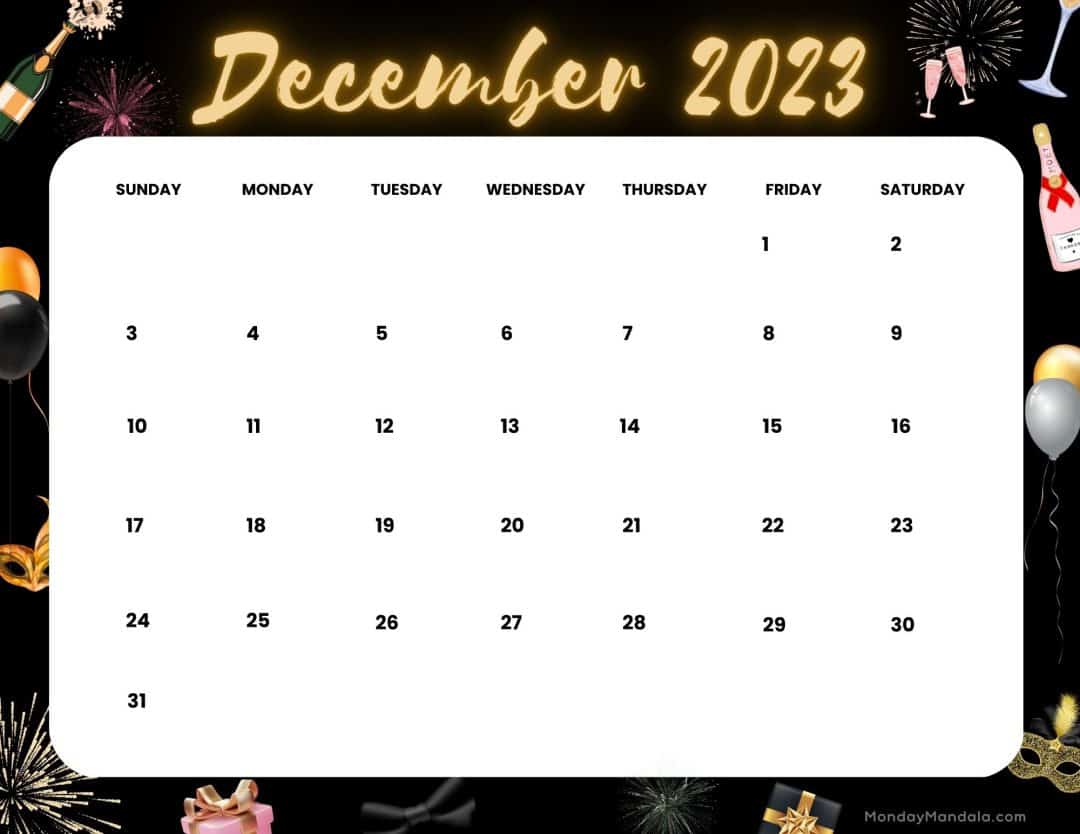 December 2023 Calendar (52 Free PDF Printables)