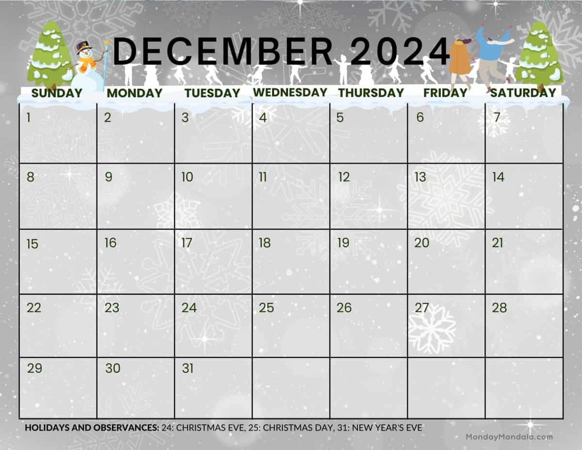 December 2024 Calendars (52 Free PDF Printables)