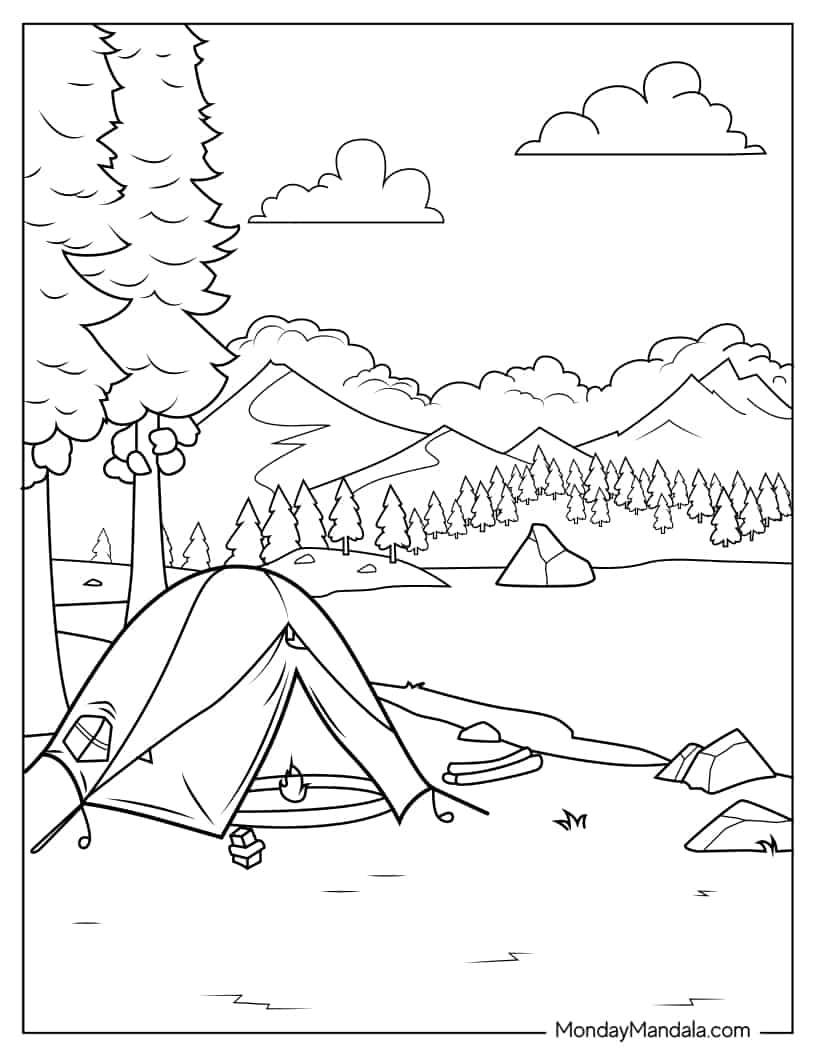 24 Camping & Hiking Coloring Pages (Free PDF Printables)