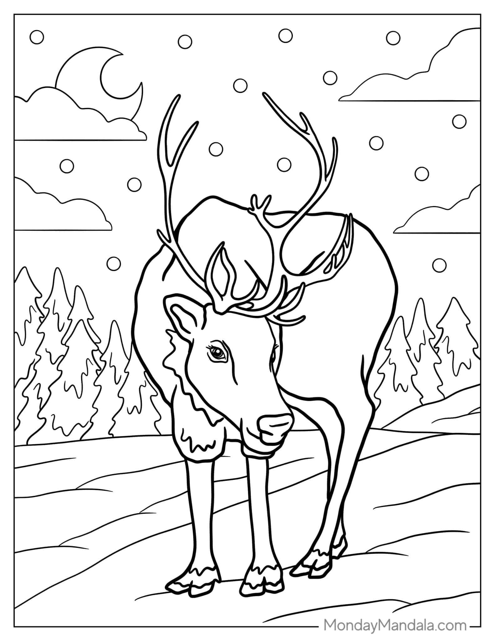 42 Reindeer Coloring Pages (Free PDF Printables)