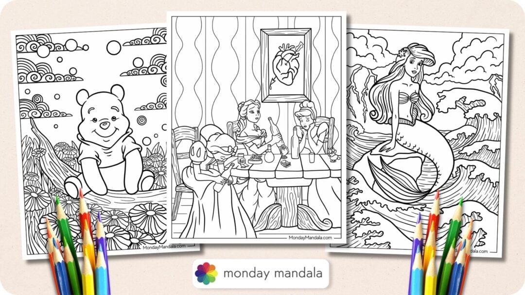 20 Disney Coloring Pages For Adults (Free PDF Printables)