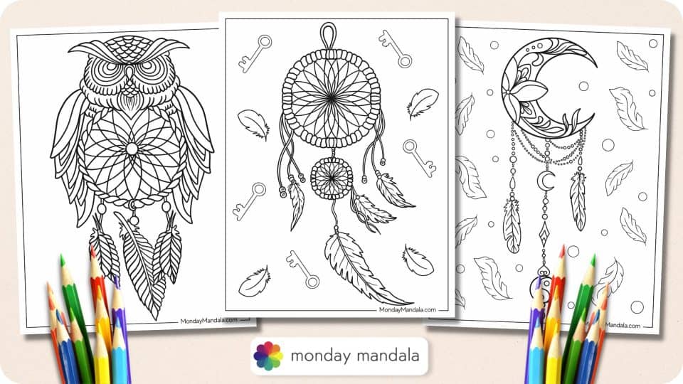 20 Dreamcatcher Coloring Pages (Free PDF Printables)