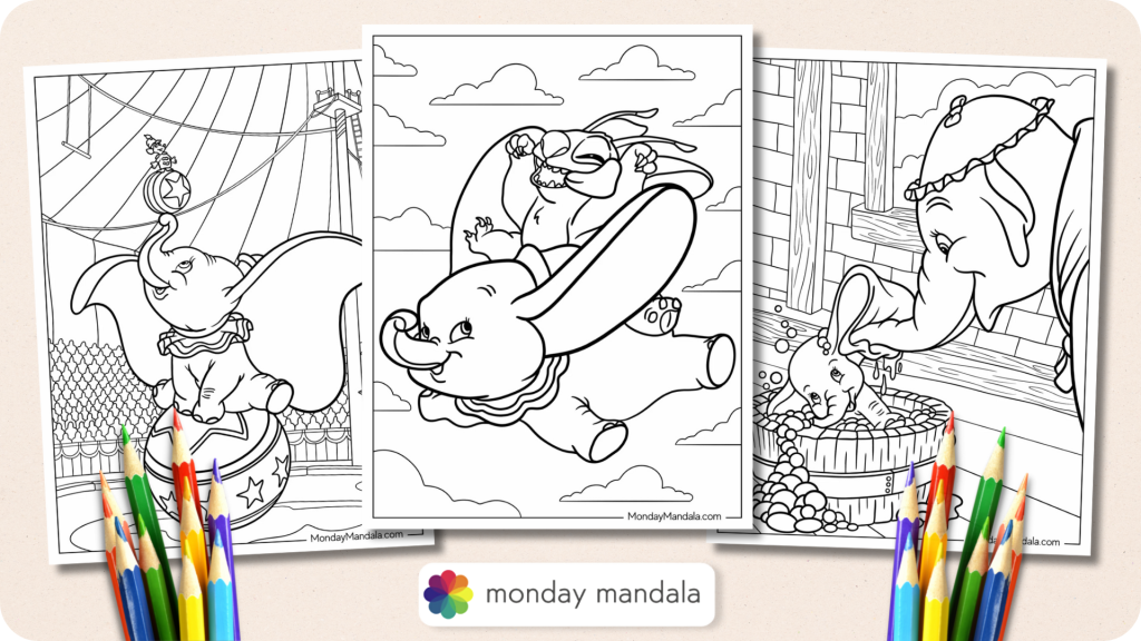 20 Dumbo Coloring Pages (Free PDF Printables)