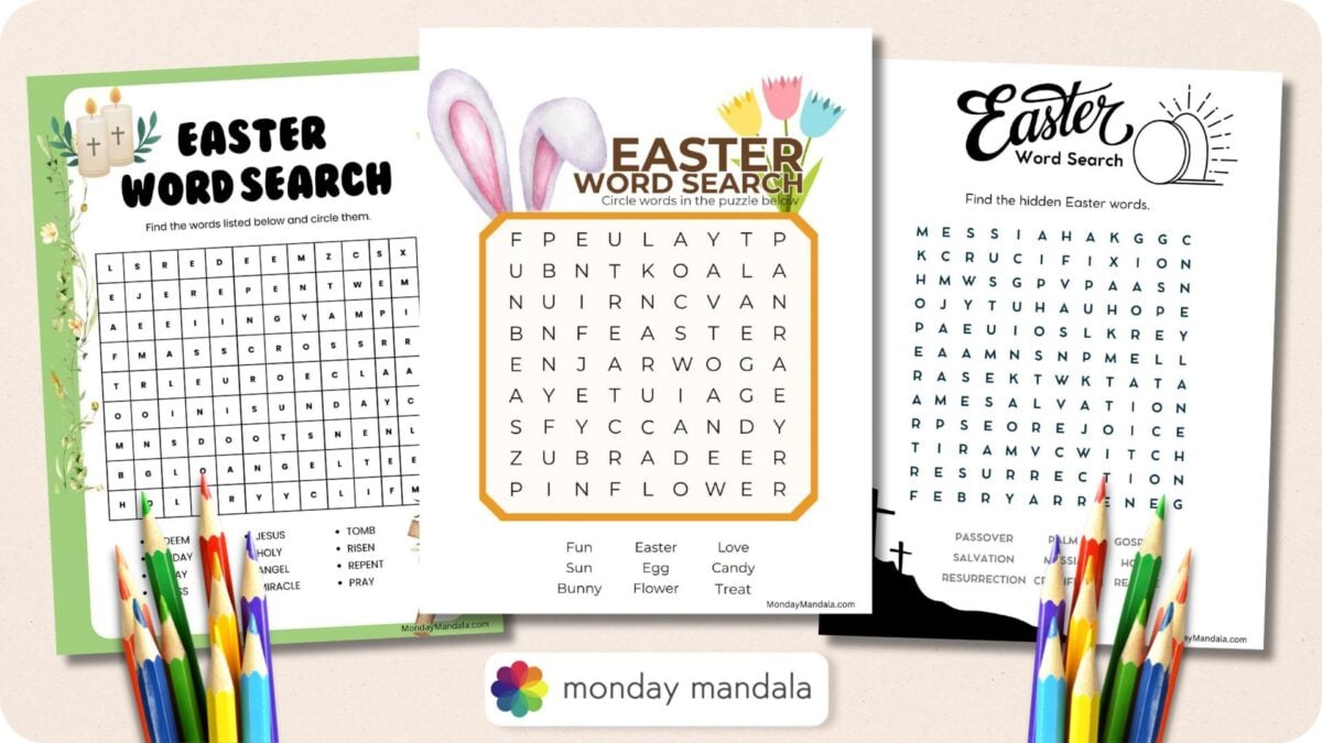20 Easter Word Searches (Free PDF Printables)