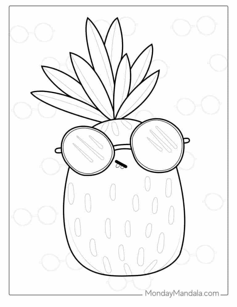 32 Pineapple Coloring Page (Free PDF Printables)