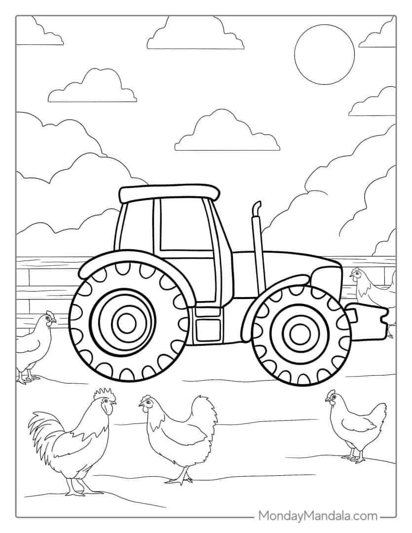 40 Tractor Coloring Pages (Free PDF Printables)