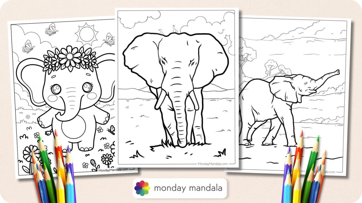 39 Elephant Coloring Pages (Free PDF Printables)