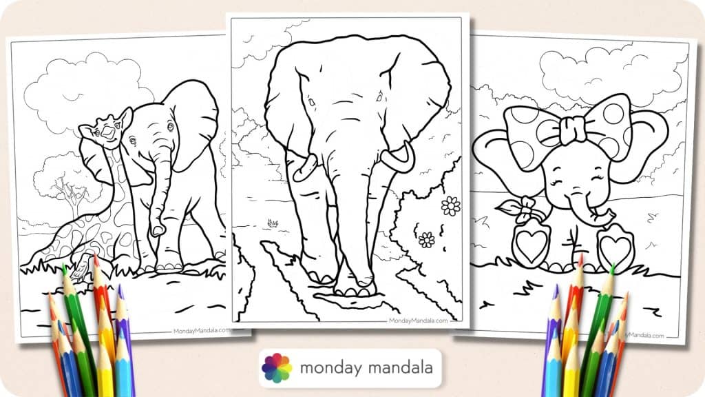 30 Elephant Coloring Pages (Free PDF Printables)