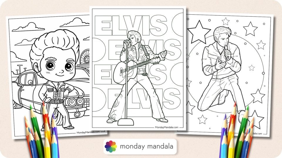 34 Elvis Coloring Pages (Free PDF Printables)