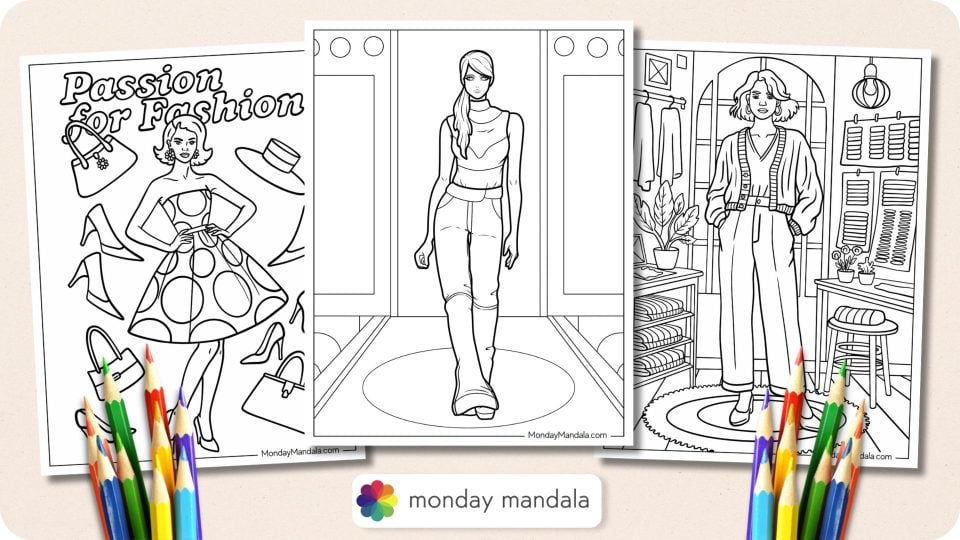 30 Fashion Coloring Pages (Free PDF Printables)