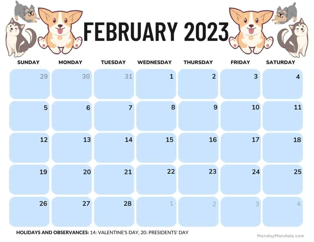 February 2023 Calendar (52 Free PDF Printables)