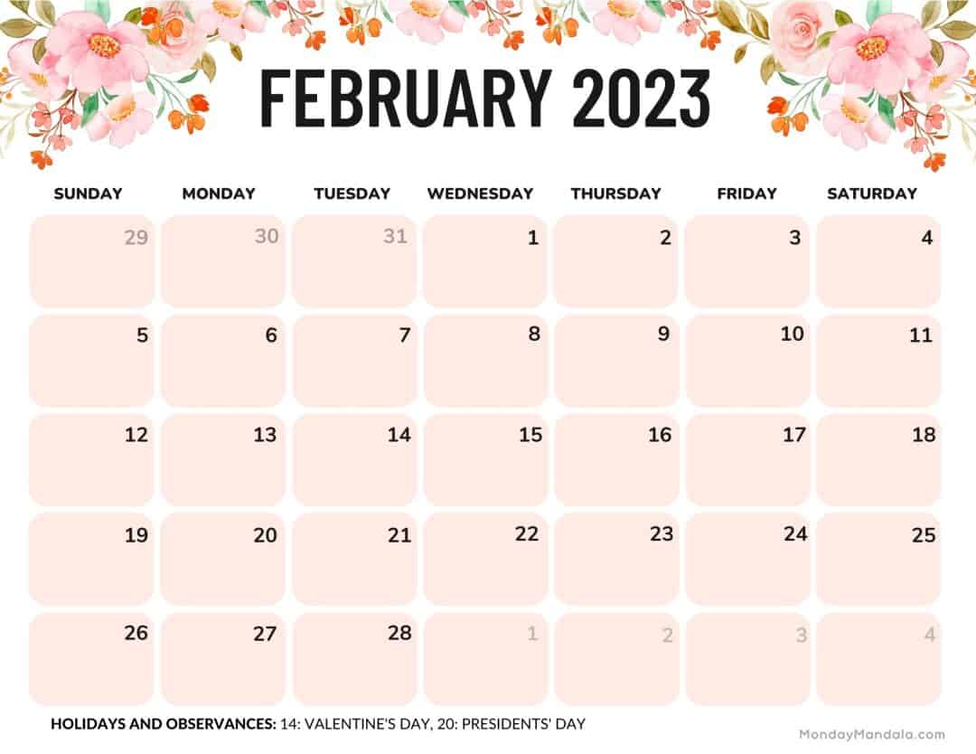 February 2023 Calendar (52 Free PDF Printables)
