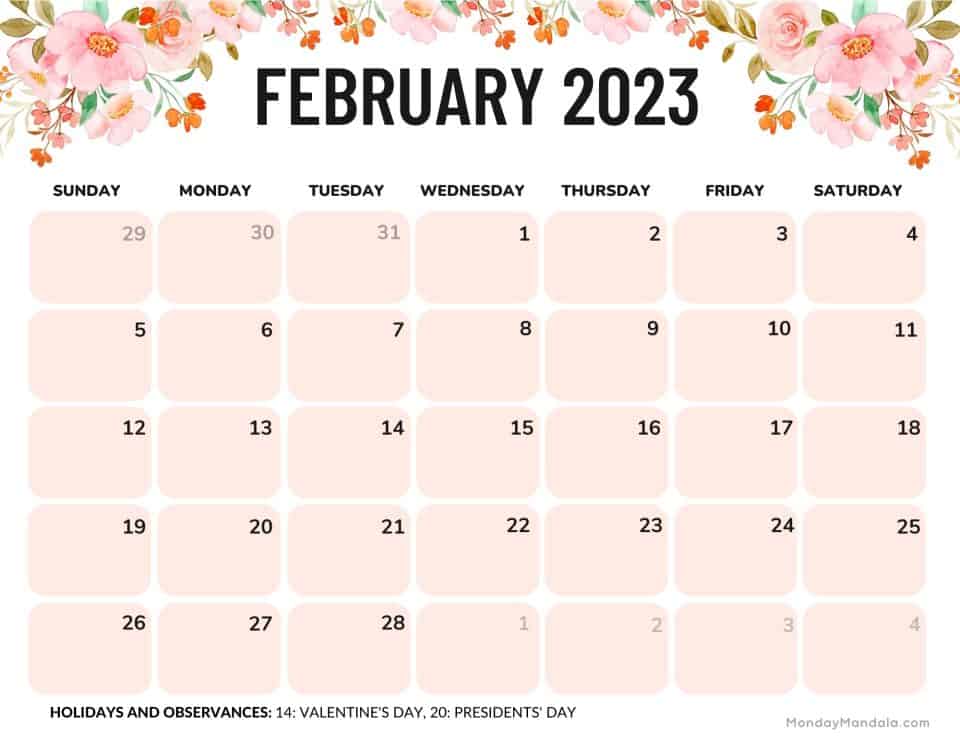 February 2023 Calendar (52 Free PDF Printables)