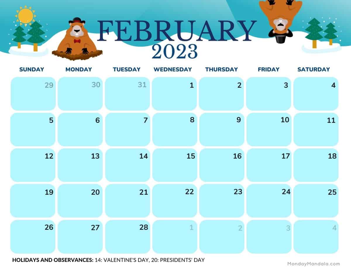 February 2023 Calendar (52 Free PDF Printables)