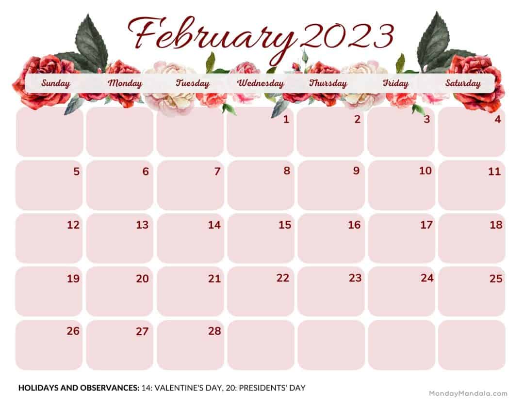 February 2023 Calendar (52 Free PDF Printables)