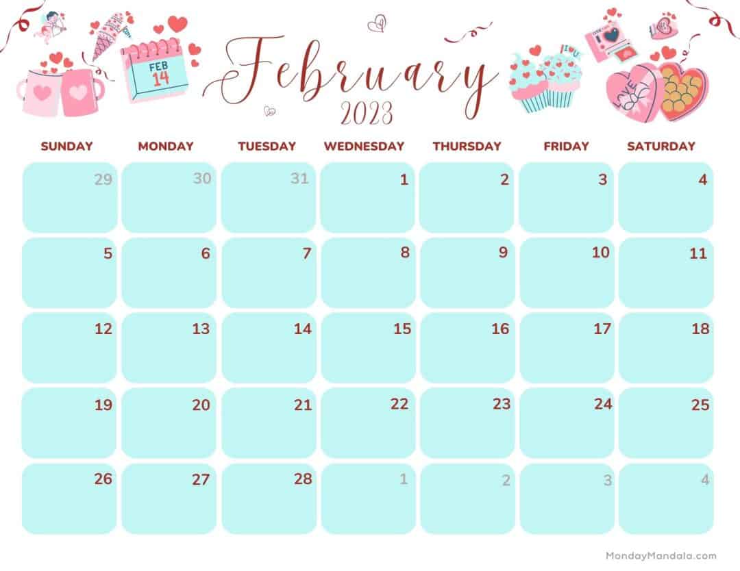 February 2023 Calendar (52 Free PDF Printables)