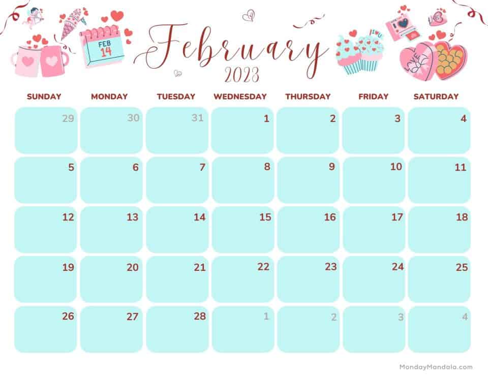 February 2023 Calendar (52 Free PDF Printables)