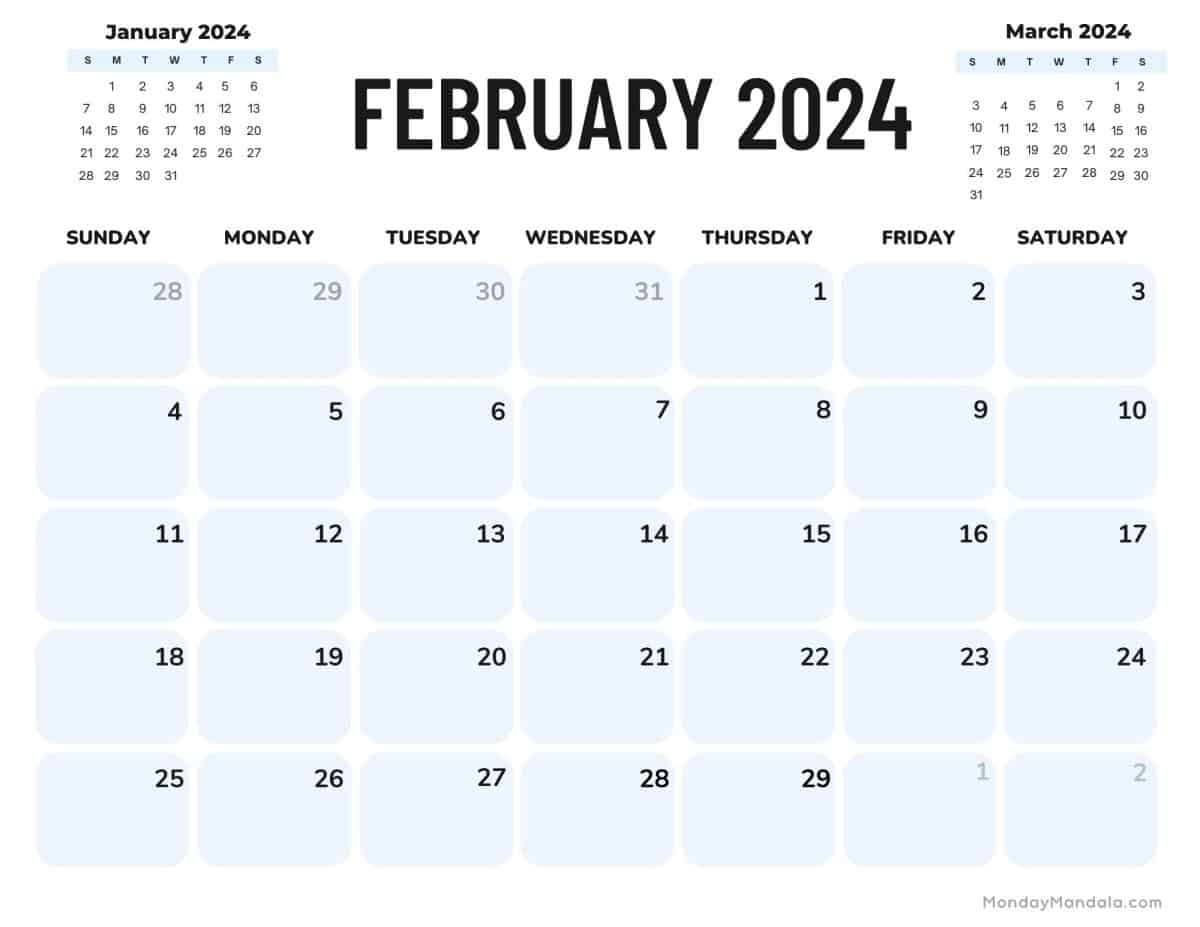 52 February 2024 Calendars (Free PDF Printables)