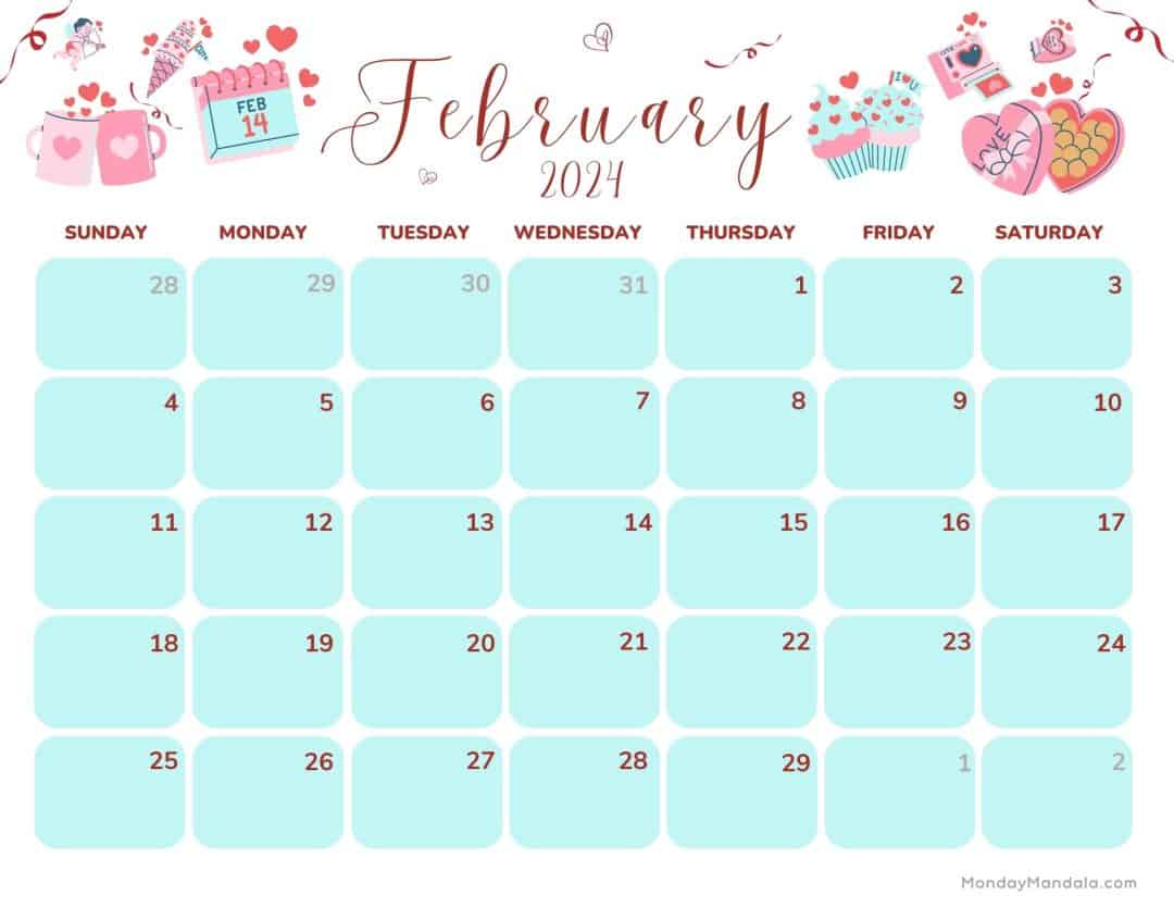 52 February 2024 Calendars (Free PDF Printables)