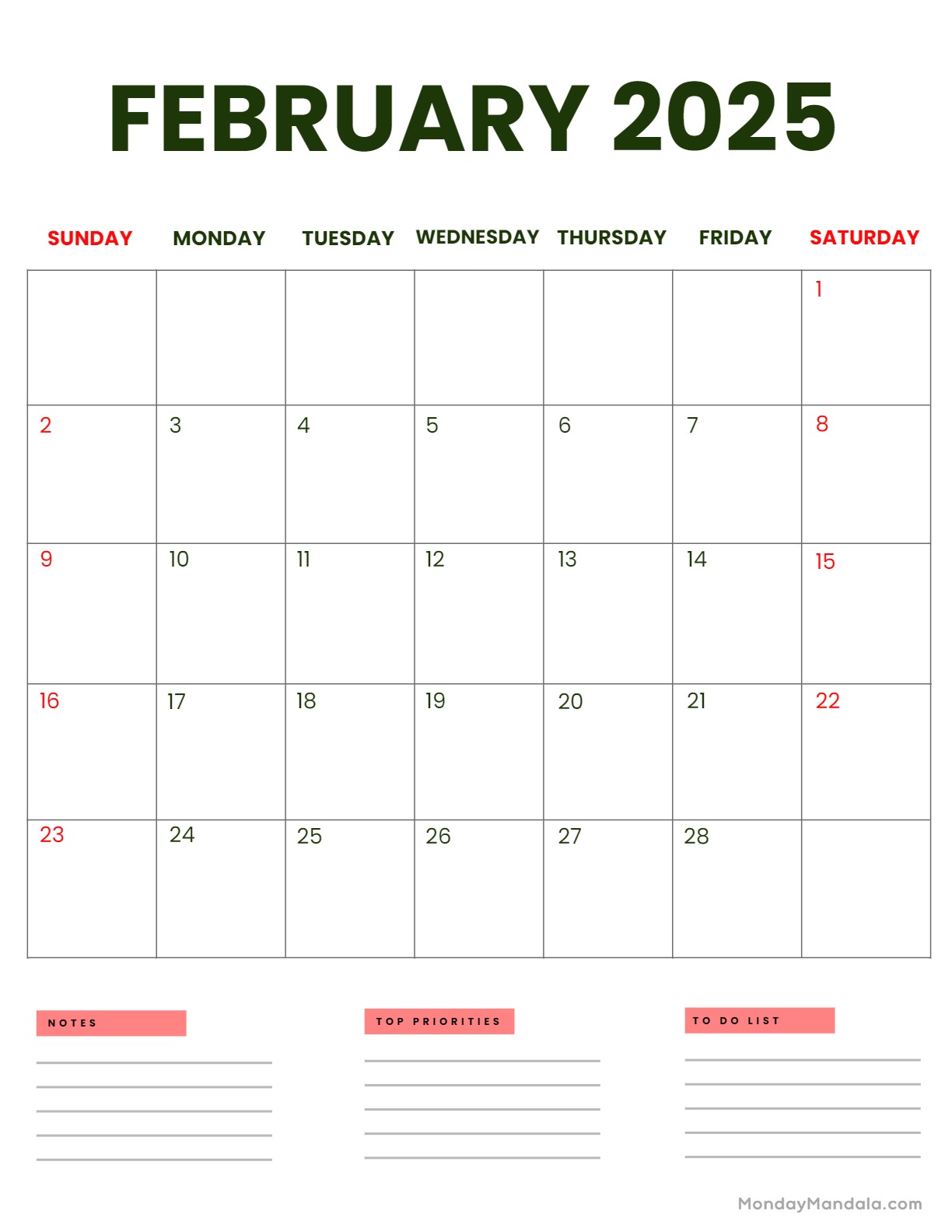 February 2025 Calendar 52 Free PDF Printables 