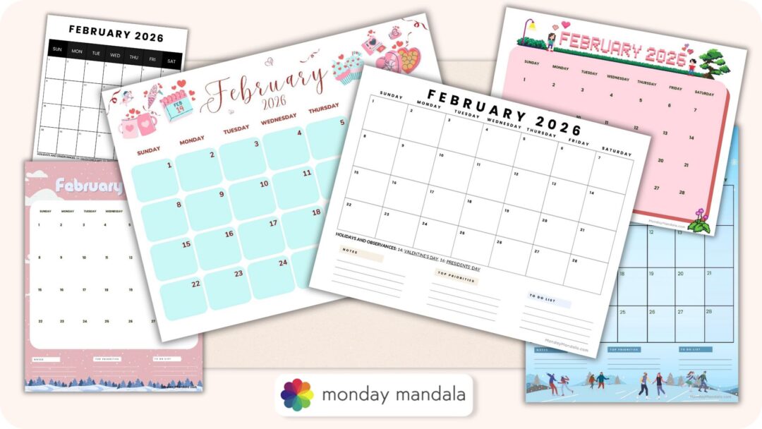 February 2026 Calendars (Free PDF Printables)