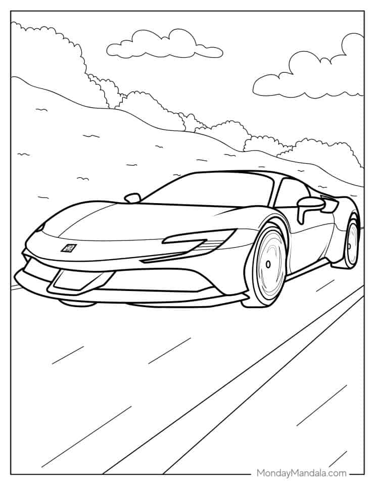 20 Ferrari Coloring Pages (Free PDF Printables)