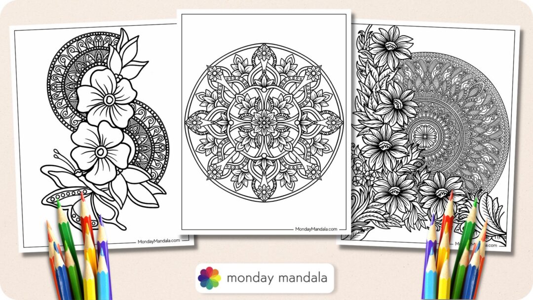 20 Flower Mandala Coloring Pages (Free PDF Printables)