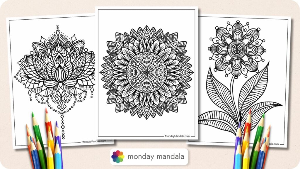 20 Flower Mandala Coloring Pages (Free PDF Printables)