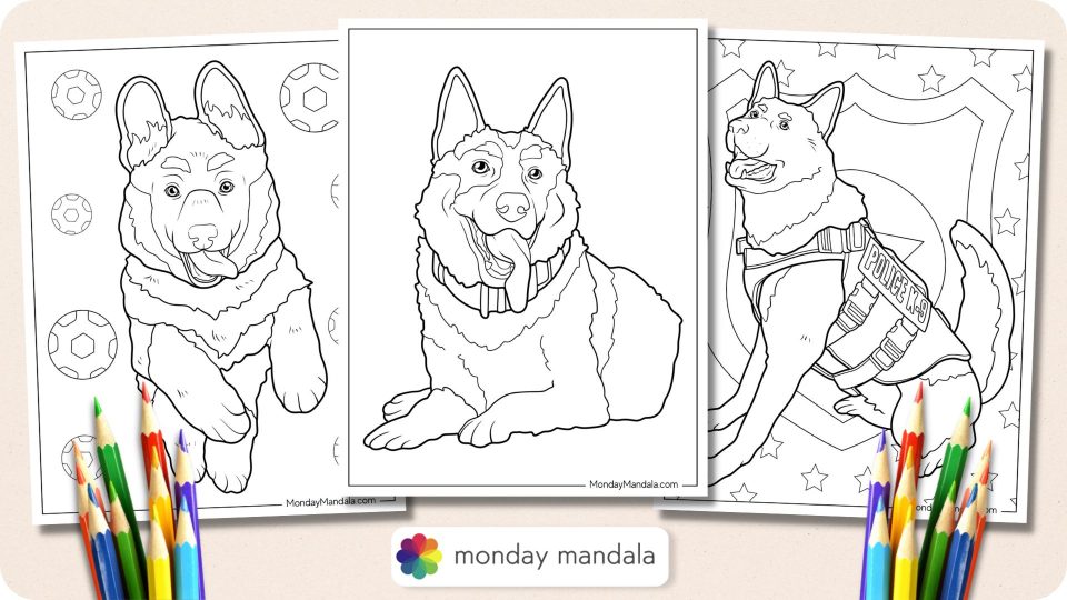 20 German Shepherd Coloring Pages (Free PDF Printables)