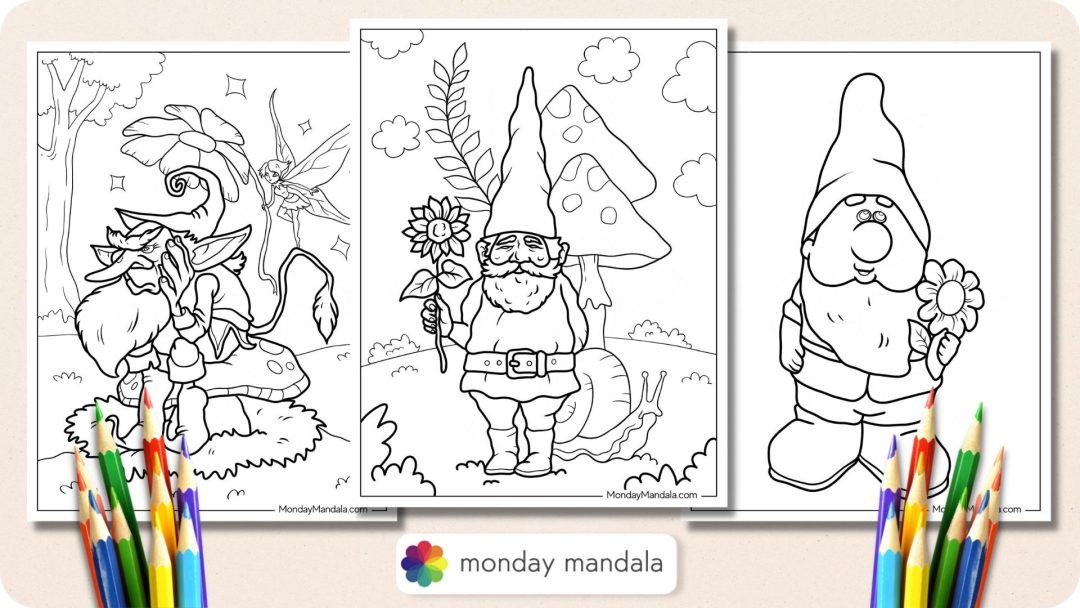 20 Gnome Coloring Pages (Free PDF Printables)