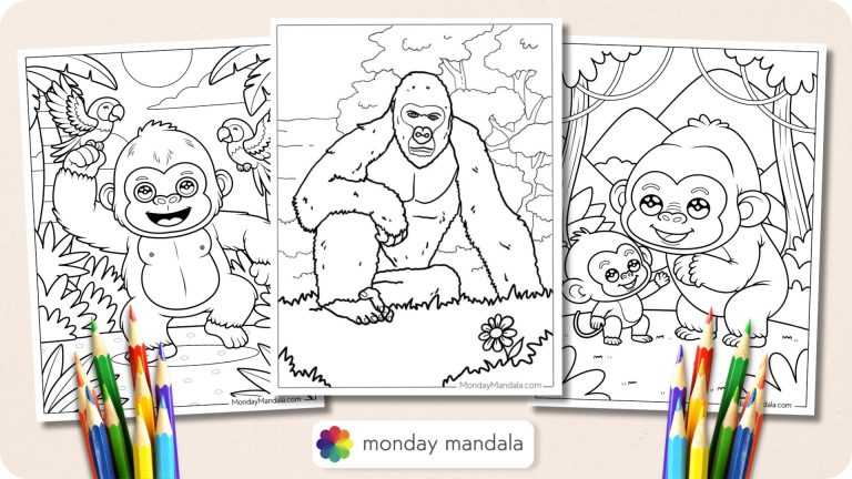 32 Gorilla Coloring Pages (Free PDF Printables)