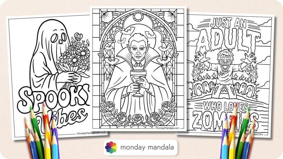 40 Halloween Coloring Pages for Adults (Free Printables)