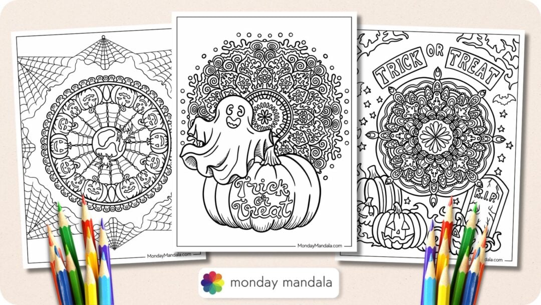 14 Halloween Mandala Coloring Pages (Free PDF Printables)