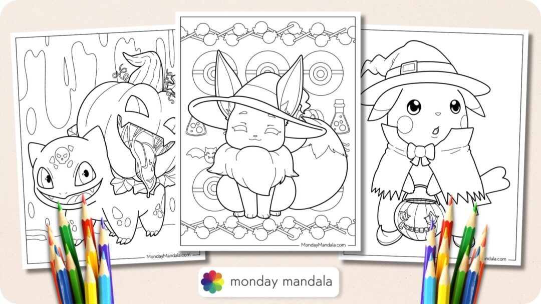 Halloween Pokemon Coloring Pages (Free PDF Printables)