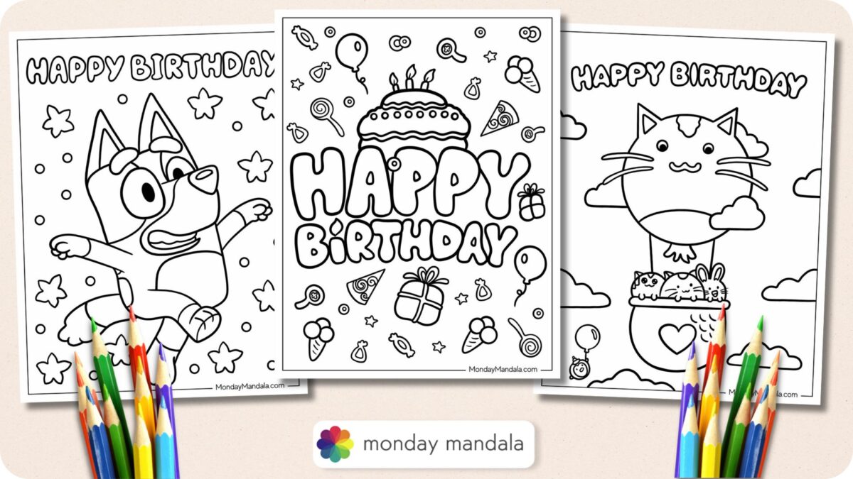 43 Happy Birthday Coloring Pages (Free PDF Printables)