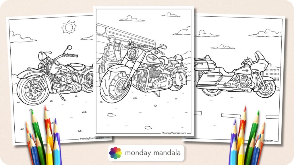 30 Harley Davidson Coloring Pages (Free PDF Printables)