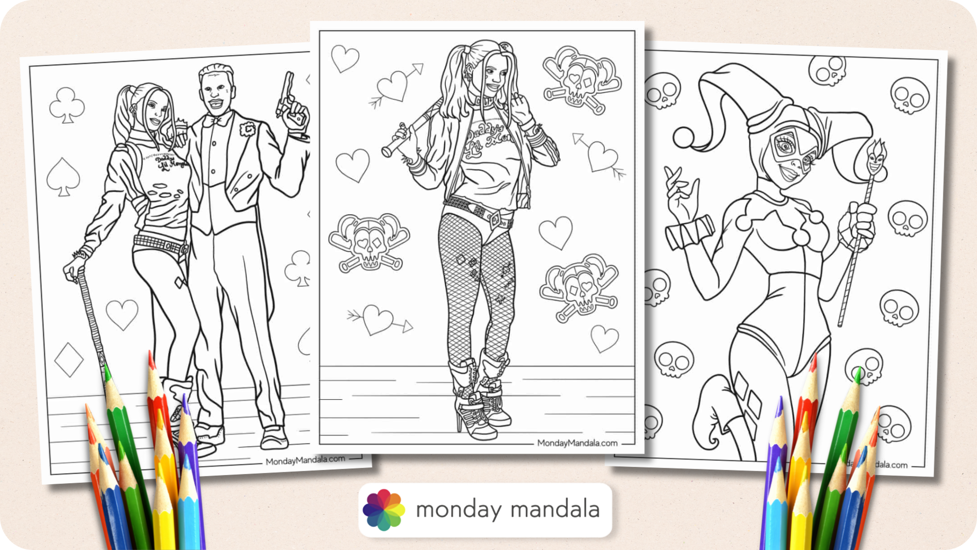Pages à Colorier Imprimables De Harley Quinn